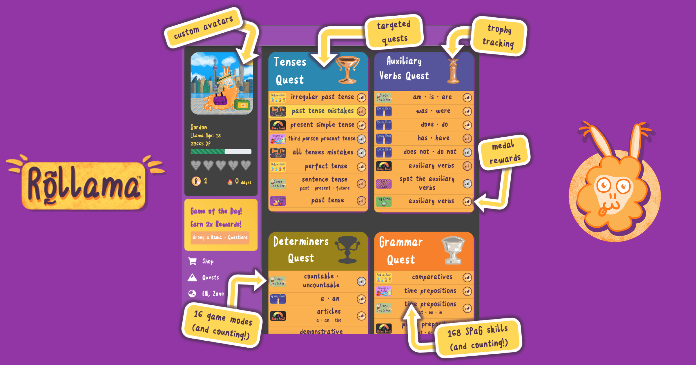 Rollama · Games Menu